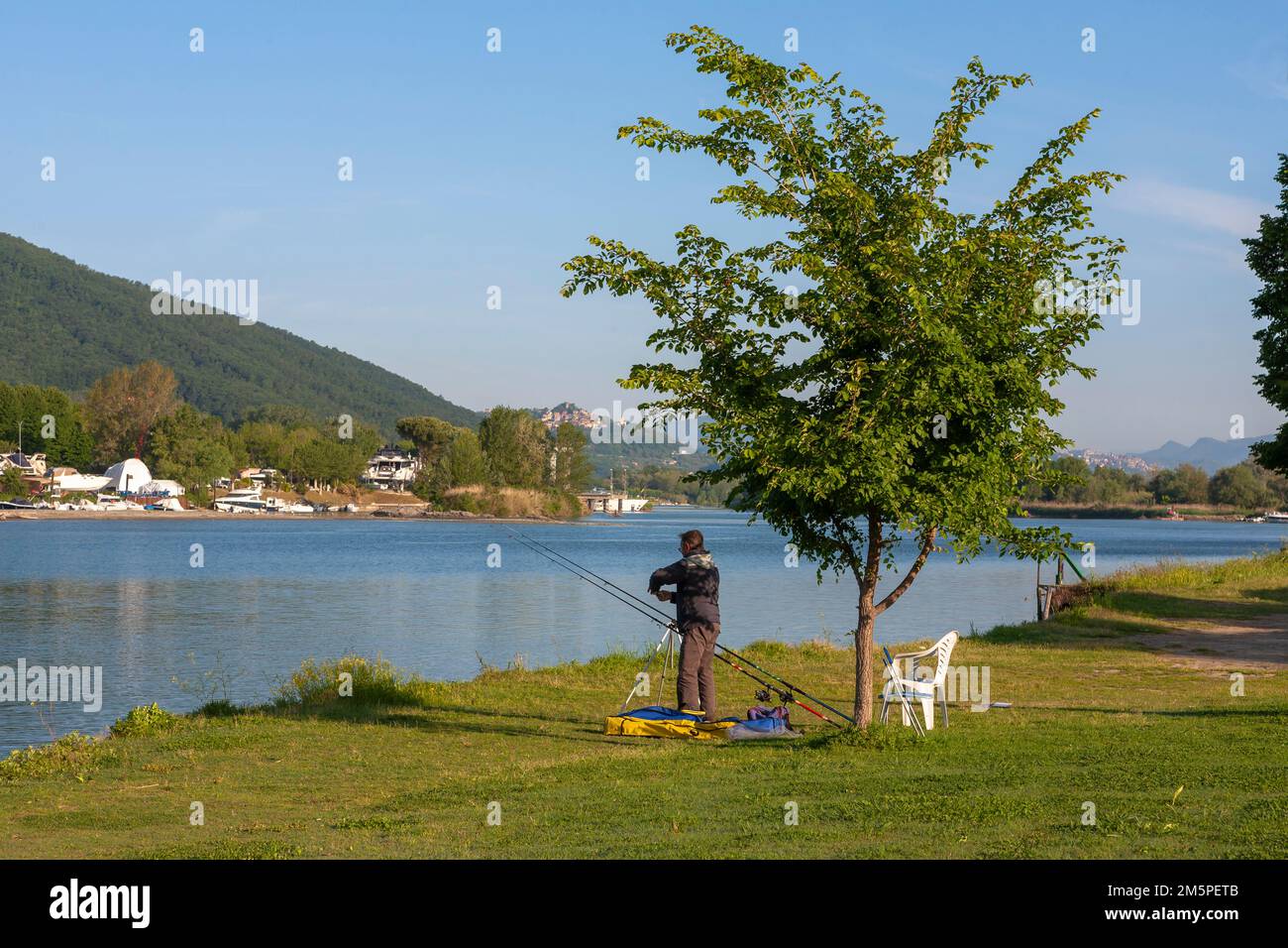 Fisherman on the Magra River, Sarzana, Province of La Spezia, Liguria ...