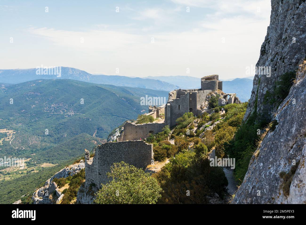 Duilhac-sous-Peyrepertuse,France-august 16,2016:view of the Cathar ...