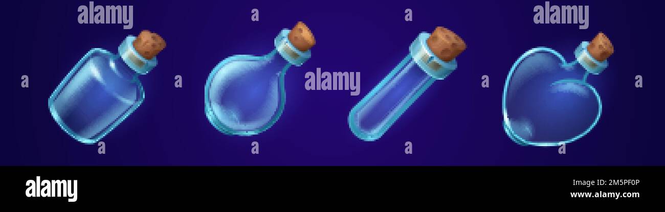 Empty glass bottles, jars with corks for magic potions, elixirs ...