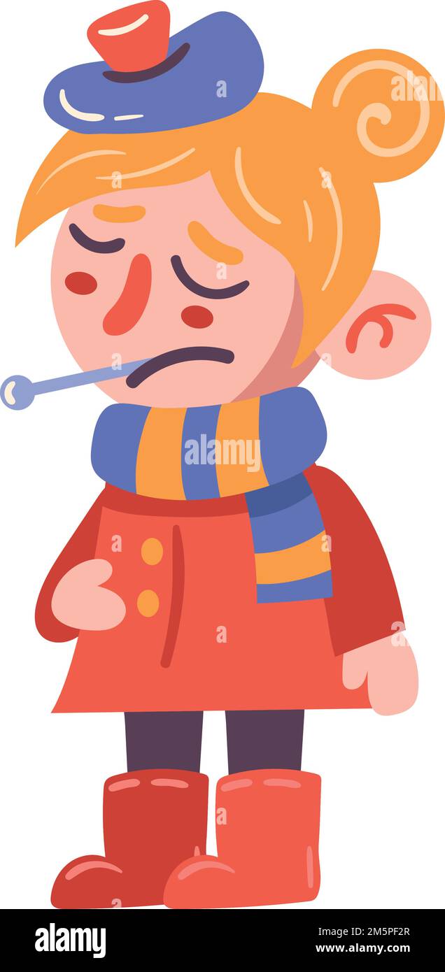 Sick young woman thermometer Stock Vector Images - Alamy