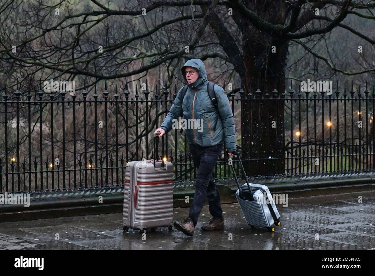 Edinburgh Scotland, UK 30 December 2022. WEATHER: Heavy rain on Princes ...