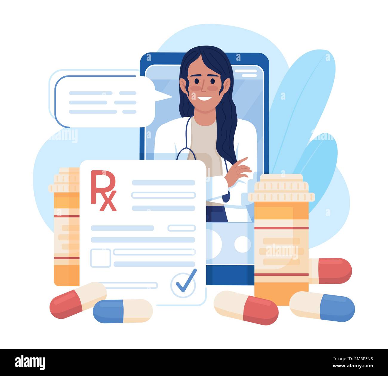 Female doctor in tablet flat concept vector illustration Stock Vector ...