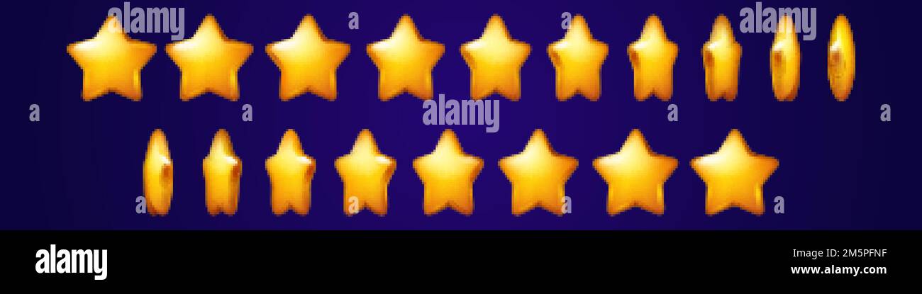 Gold star 3d animation sprite sheet. Game icons of bonus, gift ...