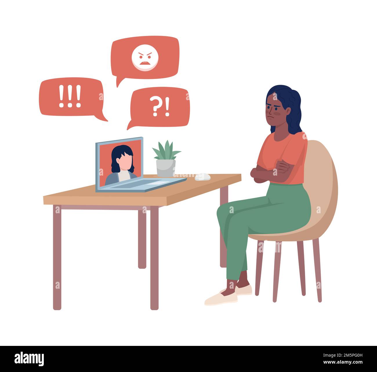 Negative feedback semi flat color vector character Stock Vector Image ...