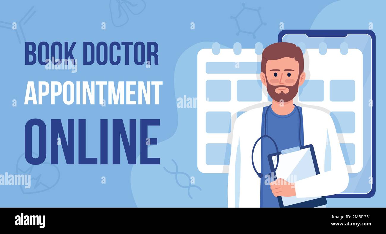 Book doctor appointment online flat vector banner template Stock Vector ...