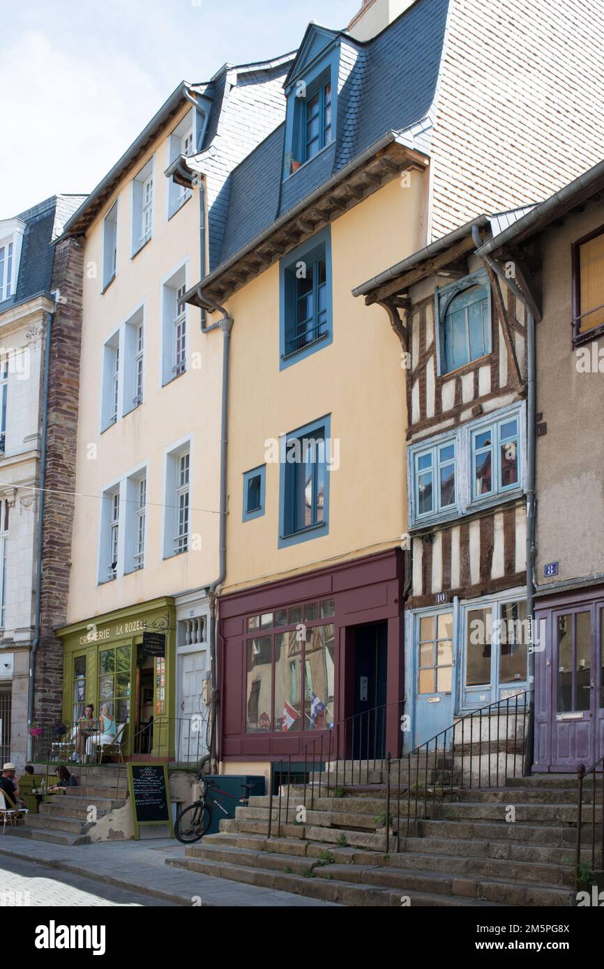 The old style architecture of the buildings in the city of Rennes ...