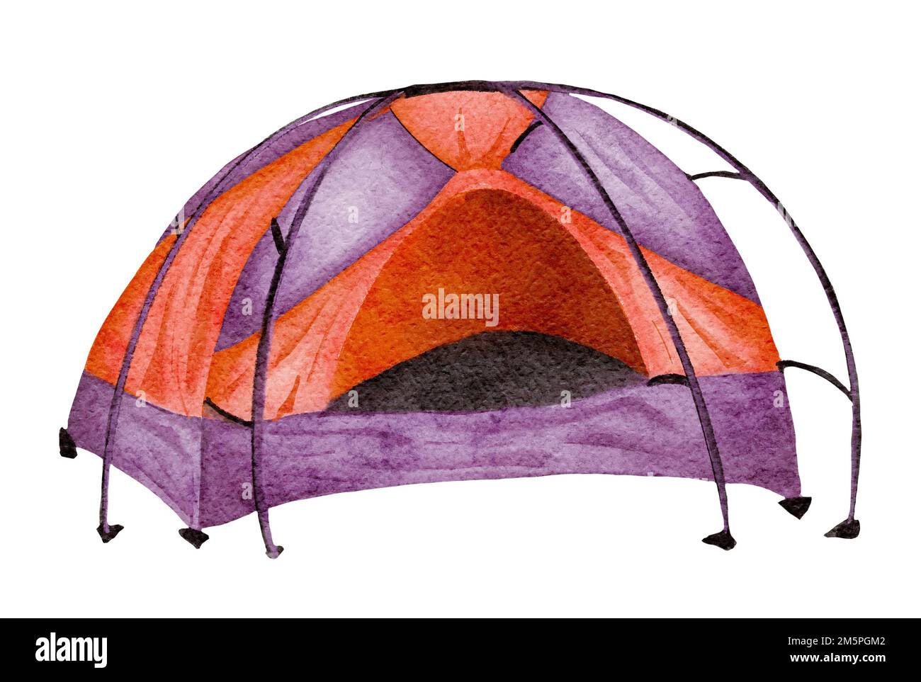 Hand drawn watercolor illustration with camping tent isolated on white ...
