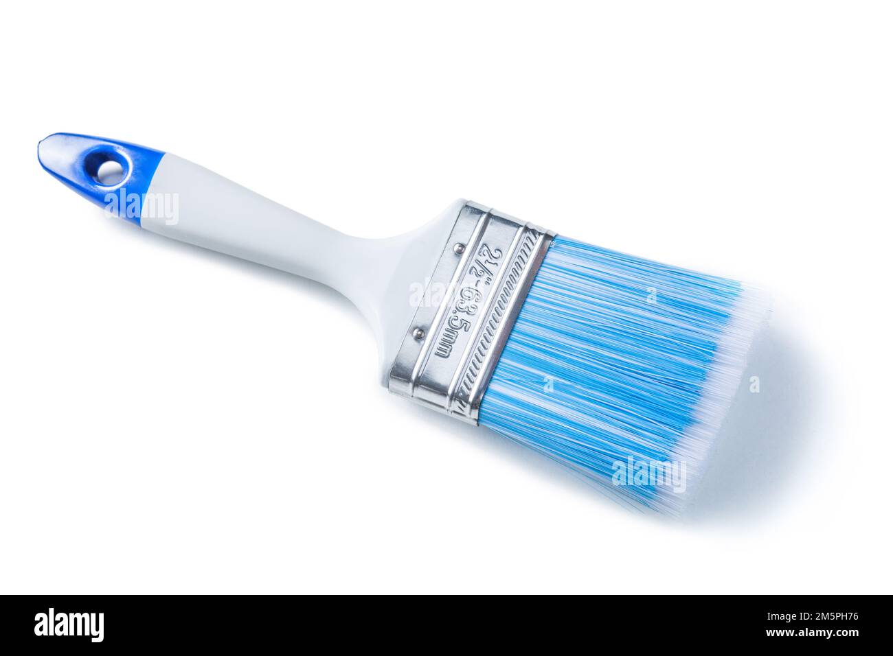 blue paint brush with white handle isolated Stock Photo - Alamy
