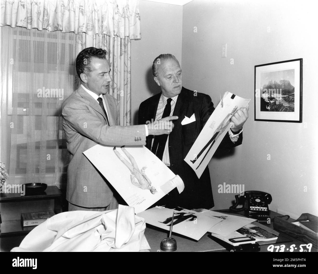 ROSSANO BRAZZI and Director JOSHUA LOGAN production candid checking ...