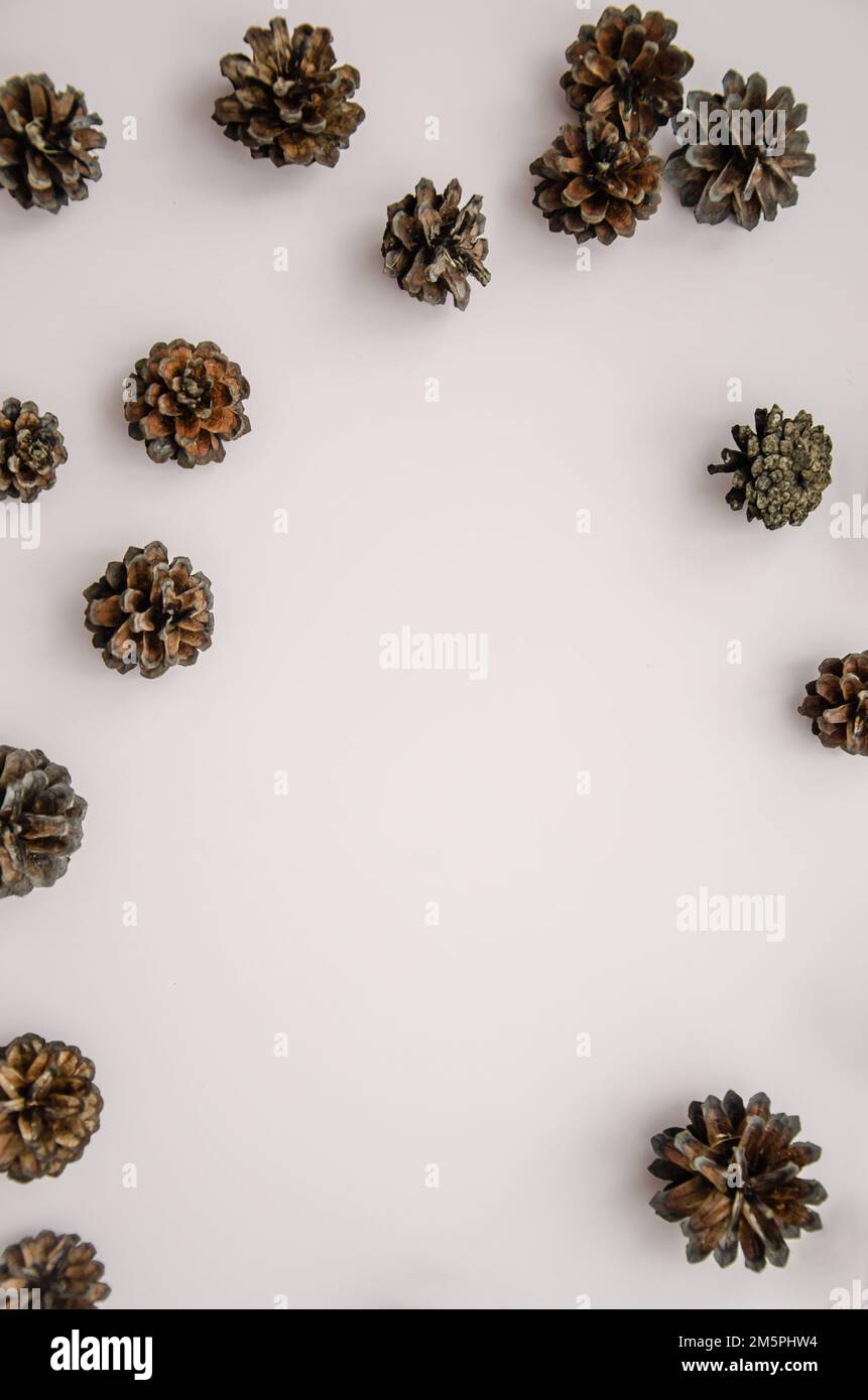 Minimal creative cone frame arrangement pattern on beige. flat lay, top ...