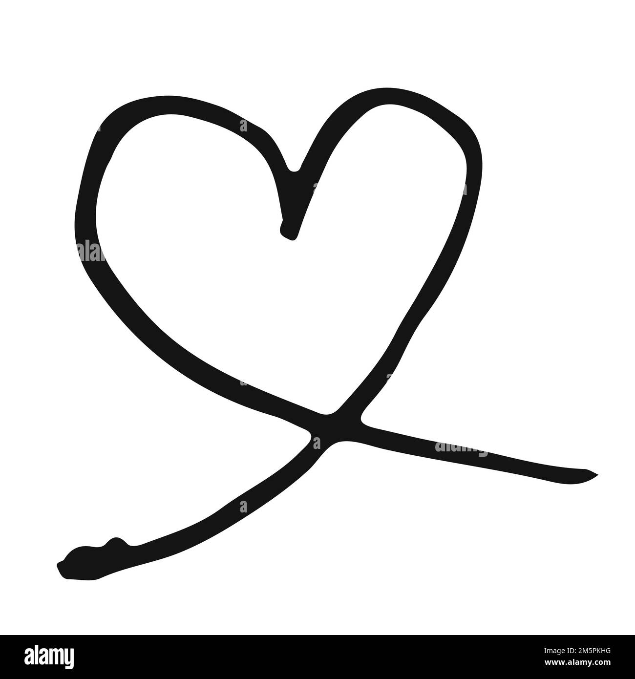 Heart hand drawn with thin line isolated on white background Stock ...