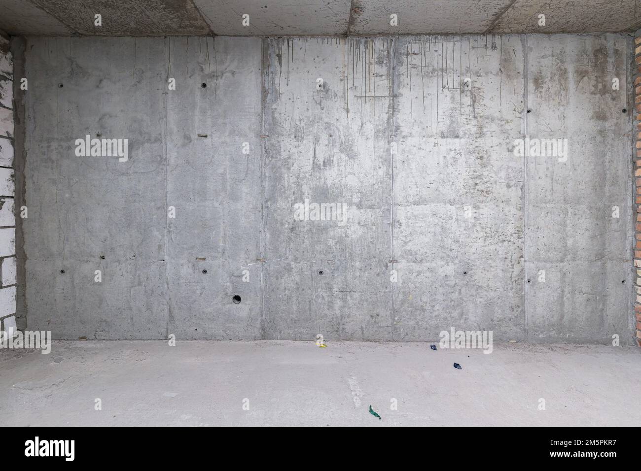Empty concrete commercial space without finishing with partitions Stock ...
