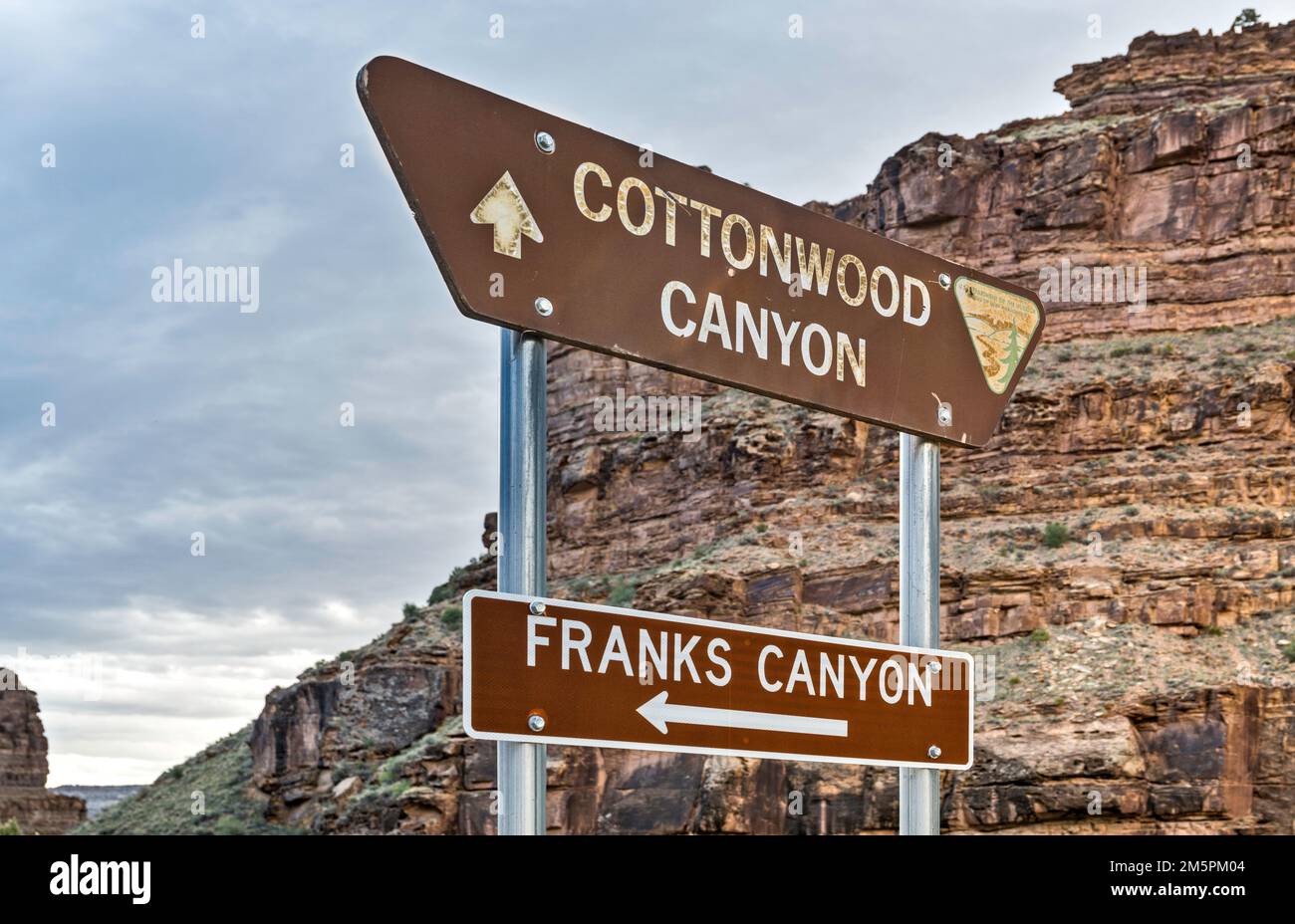 Road sign at Cottonwood Canyon, off Nine Mile Canyon, Utah, USA Stock ...