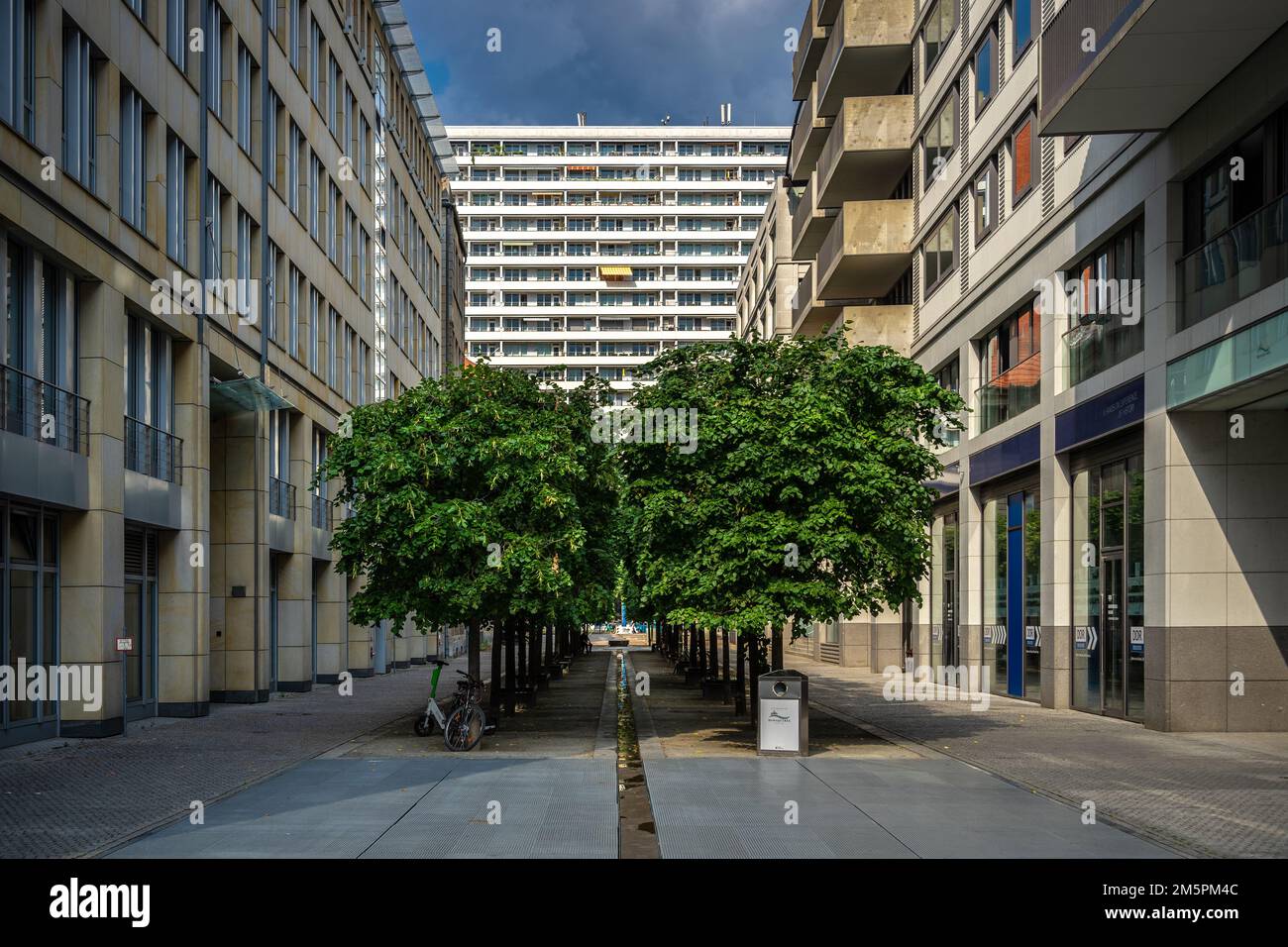 Berlin, Germany - June 25 2022: St. Wolfgang Strasse in Berlin, green ...