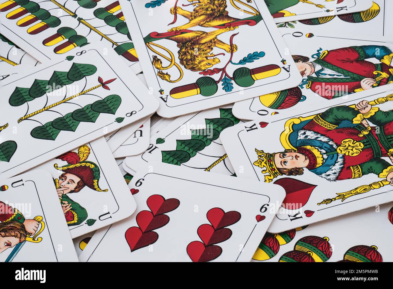 The Classic deck of cards with King Bellet Leaf Heart Acorn Stock Photo ...