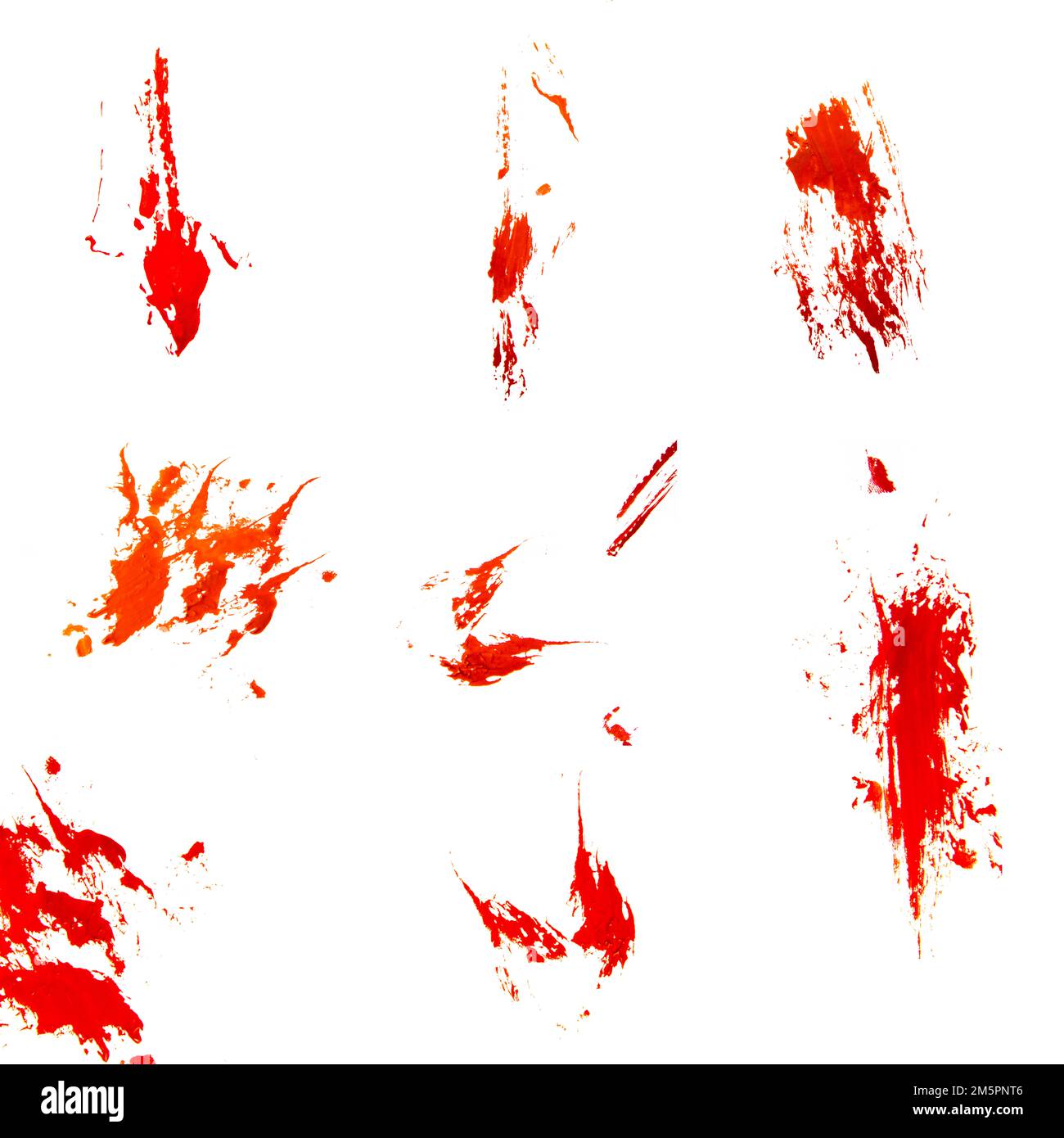 Realistic blood isolated on white background. Drops of blood and ...