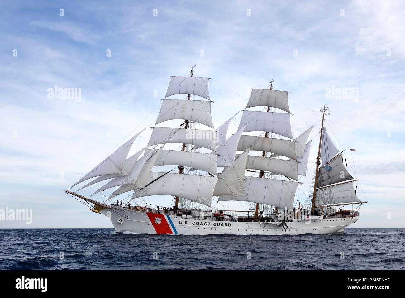 USCG Eagle at the start of the tall ships race after Sail Boston, 2017 ...