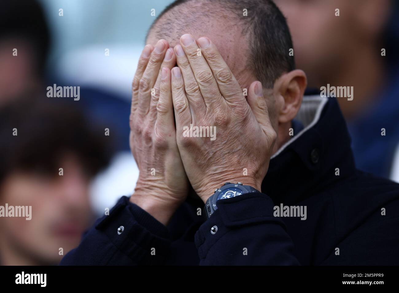 Massimiliano Allegri, head coach of Juventus Fc looks dejected during ...