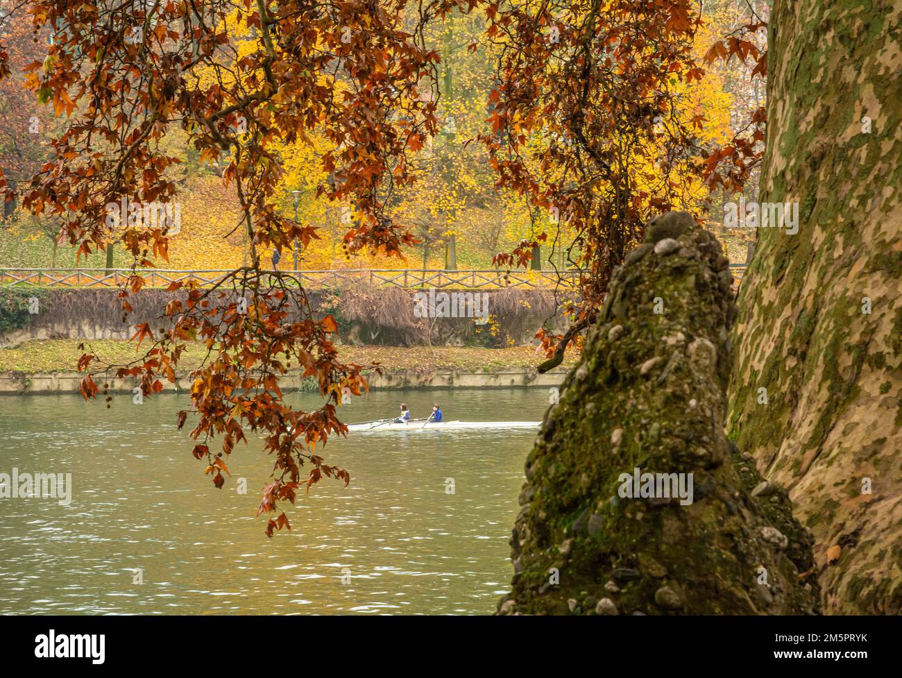 Parco del Valentino on the Banks of the Po River in the city of Turin ...