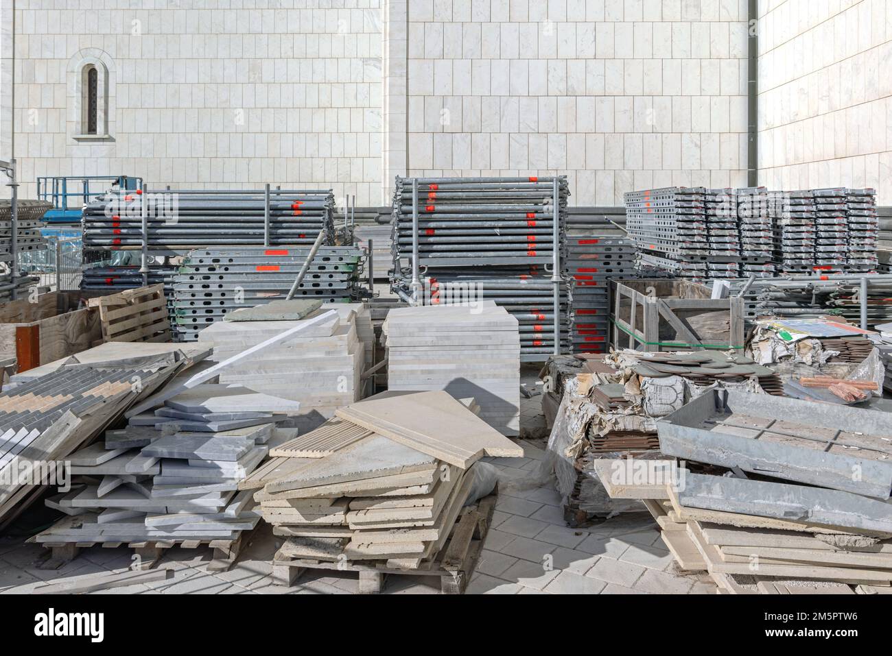 Scaffolding Pipes and Marble Stone Material Storage at Construction ...