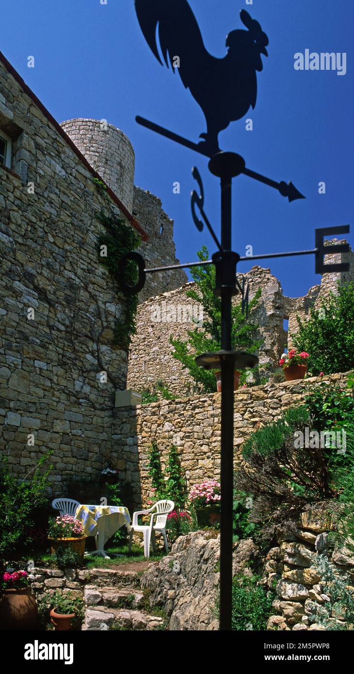 Weathercock old village of Bargème, the highest in the Var Stock Photo ...