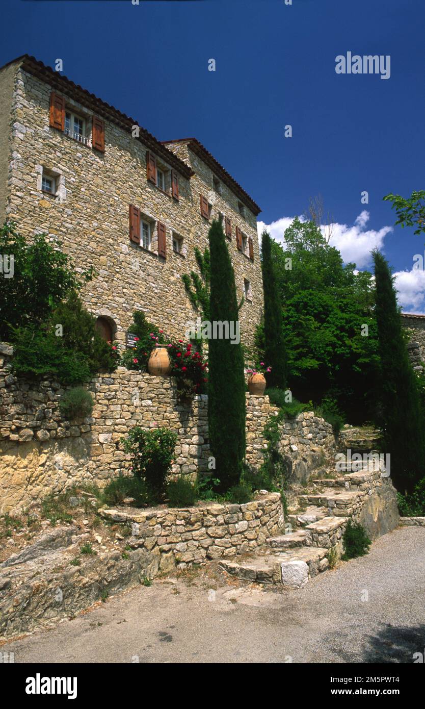 Old typical perched village of Bargème, the highest in the Var Stock ...