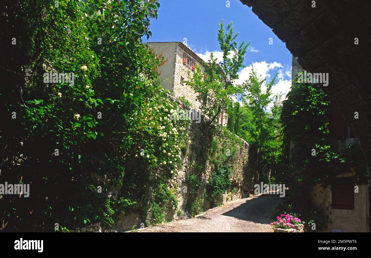 Old typical perched village of Bargème, the highest in the Var Stock ...