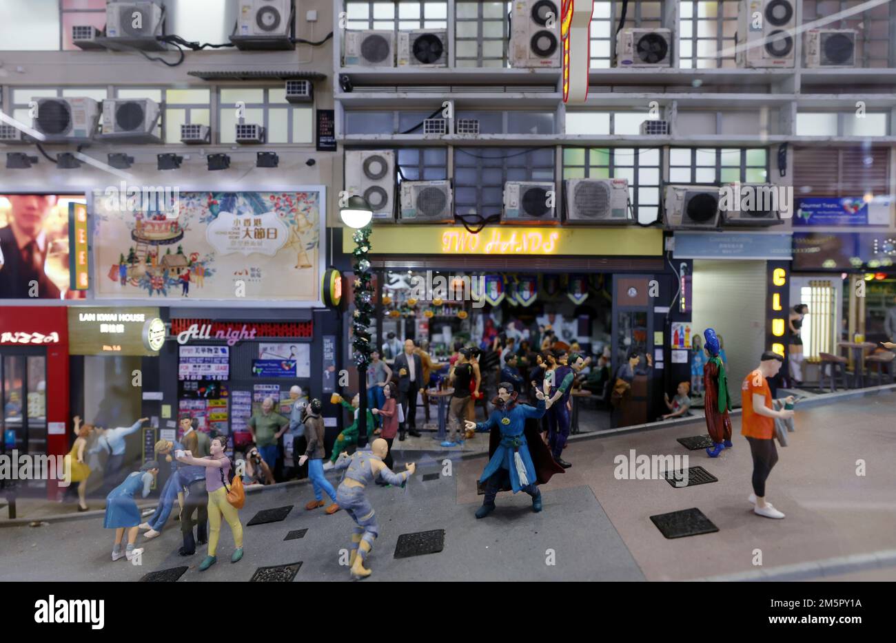 A miniature model showcasing night life in Lan Kwai Fong is seen during HHur Hong Kong ...