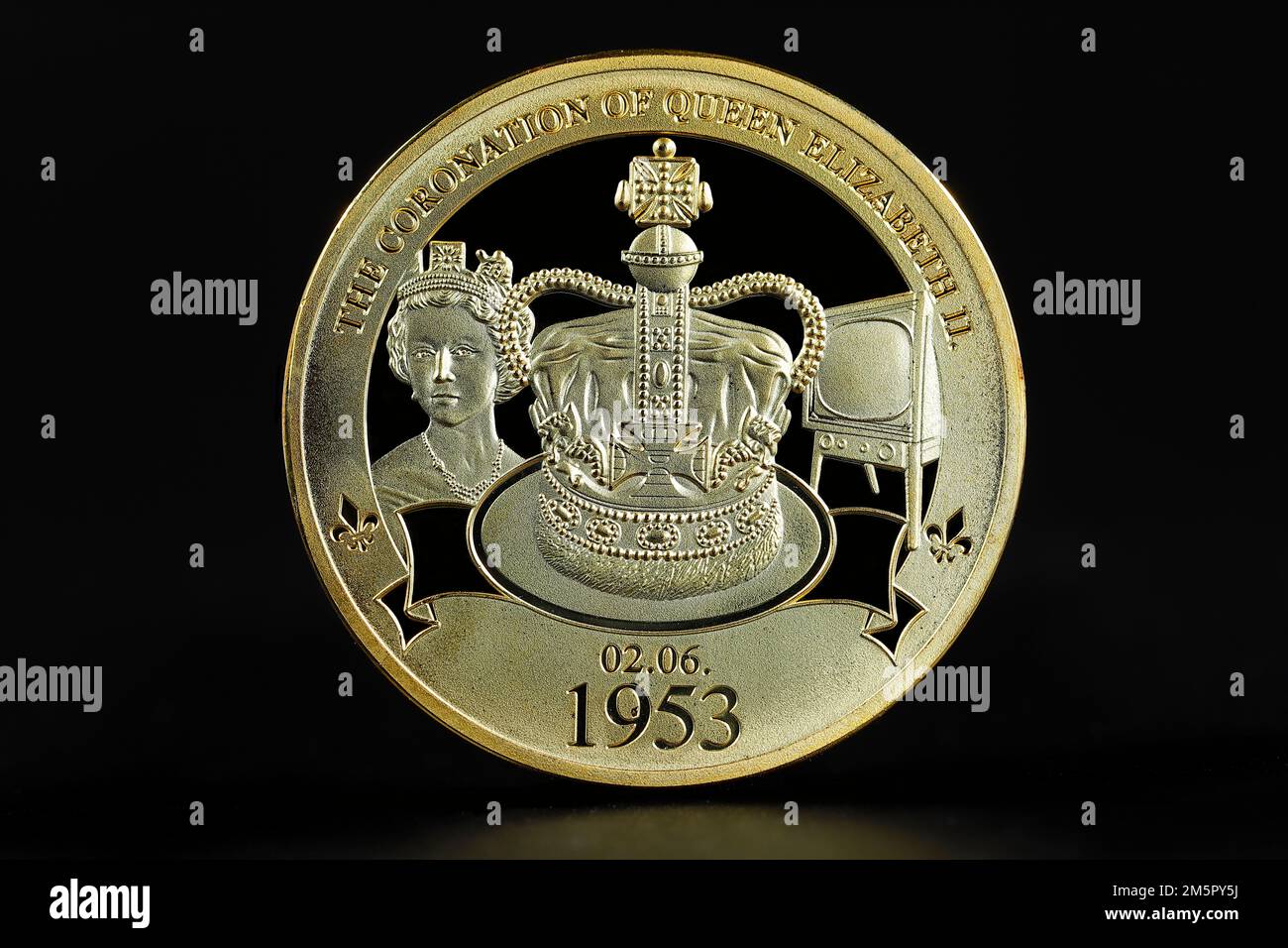The coronation of Queen Elizabeth II commemorative coin Stock Photo - Alamy