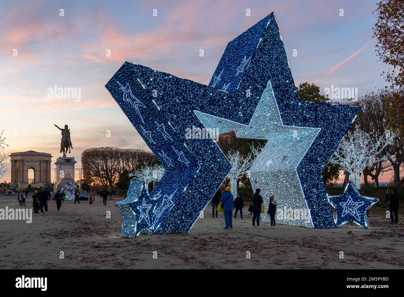 Montpellier, France - 12 07 2022: Winter sunset landscape of Promenade ...