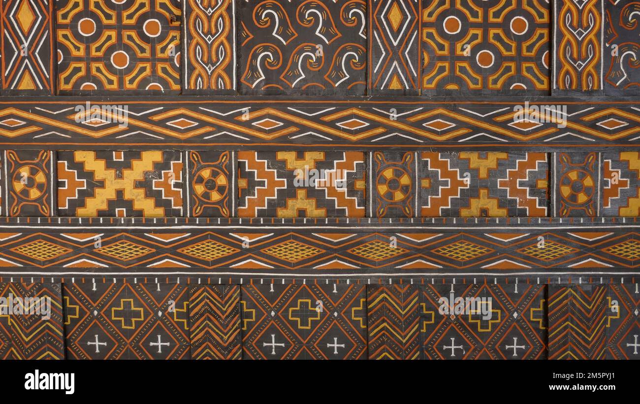 Closeup view of colorful traditional Toraja ethnic design and pattern ...