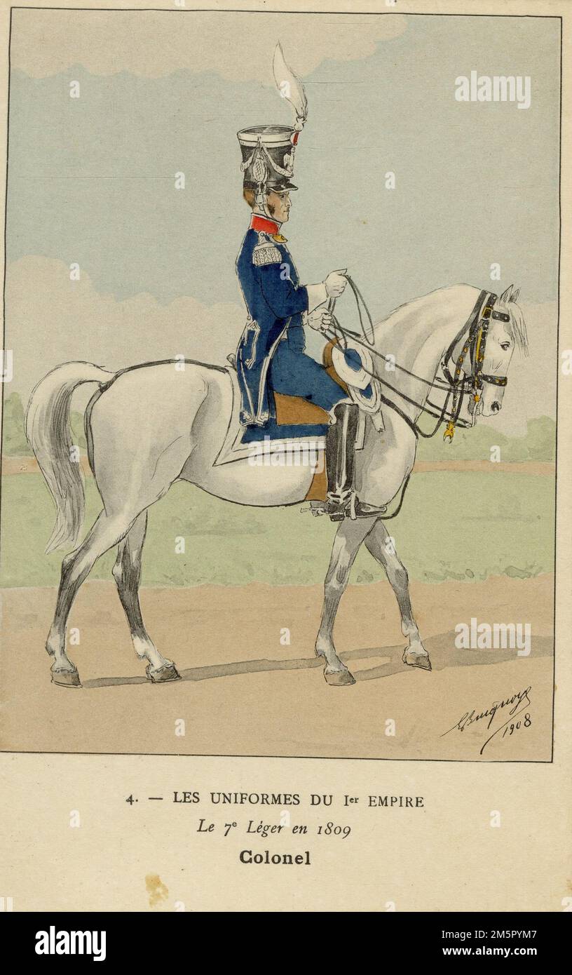 colonel du 7e régiment d'infanterie légère en 1809 Stock Photo - Alamy