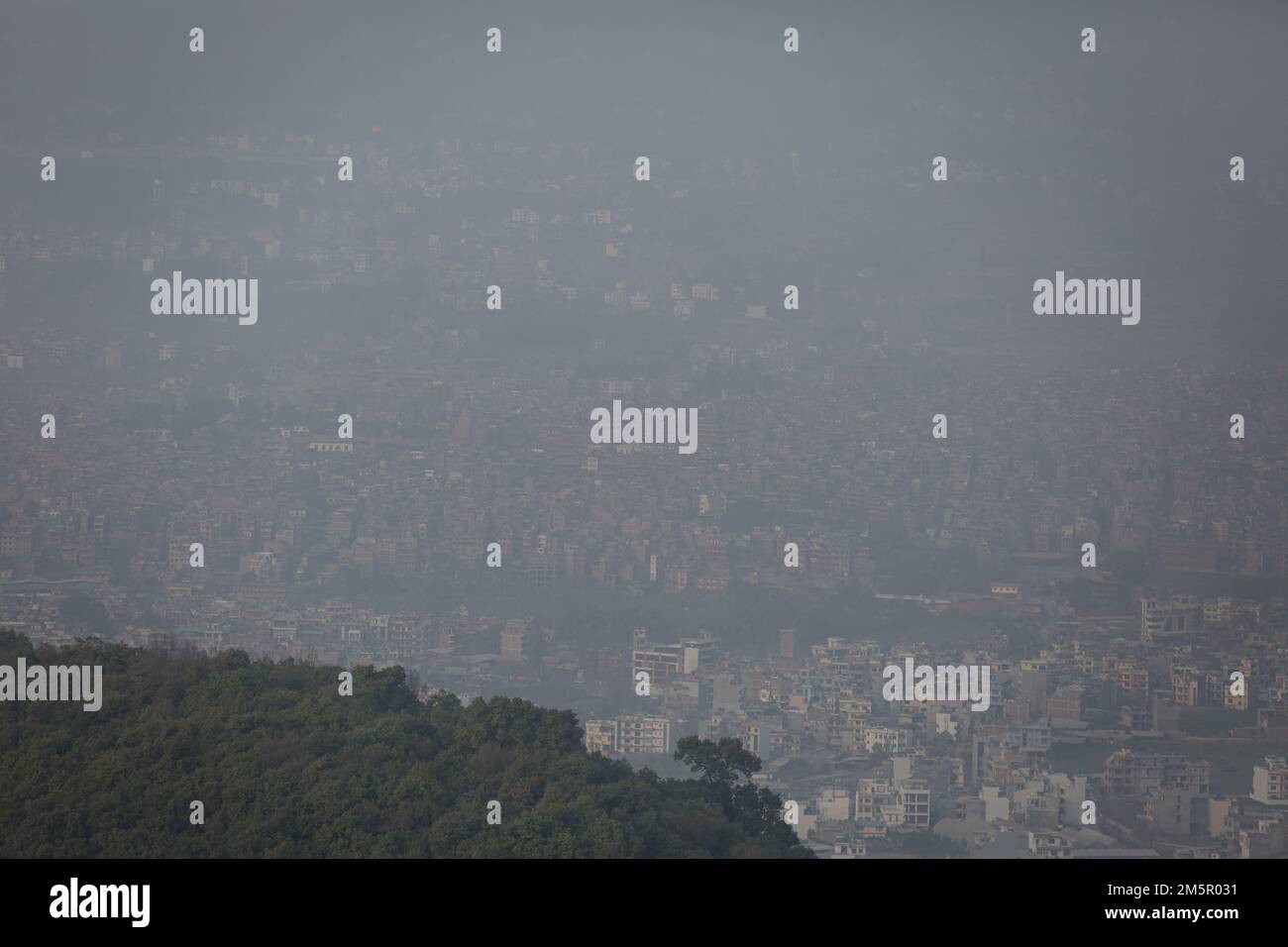 Nepal. 30th Dec, 2022. Smog and air pollution in Kathmandu Valley as seen from Ranikot ...
