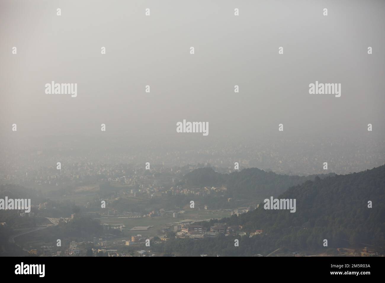 Nepal. 30th Dec, 2022. Smog and air pollution in Kathmandu Valley as seen from Ranikot ...