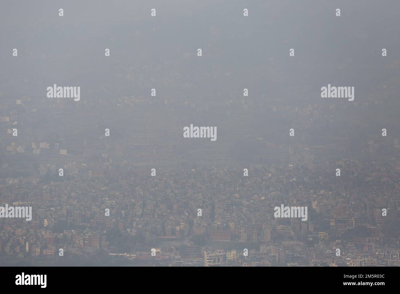 Nepal. 30th Dec, 2022. Smog and air pollution in Kathmandu Valley as seen from Ranikot ...