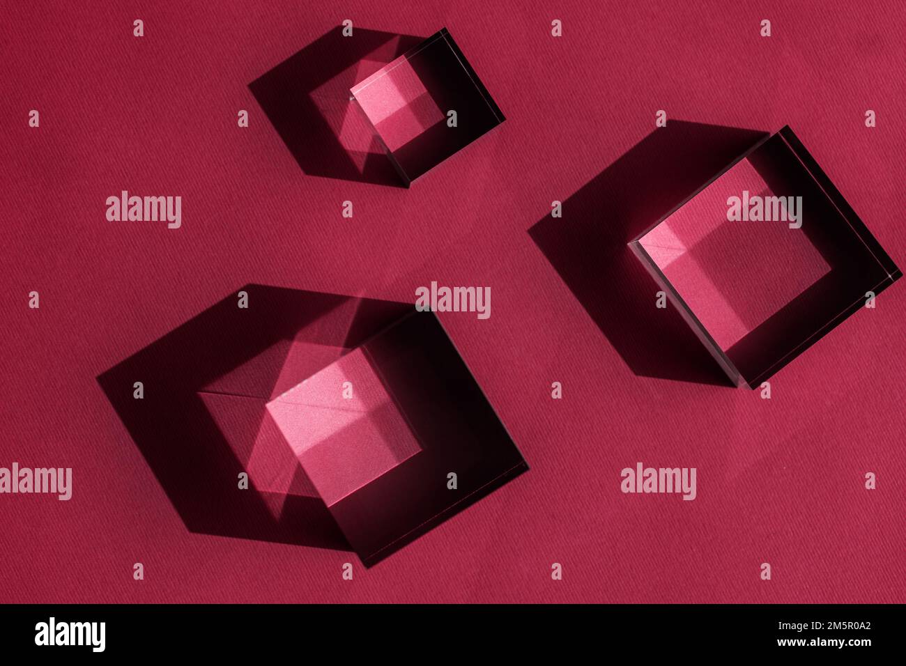 Color of the year 2023 Viva magenta. Crystal prism refracting light ...