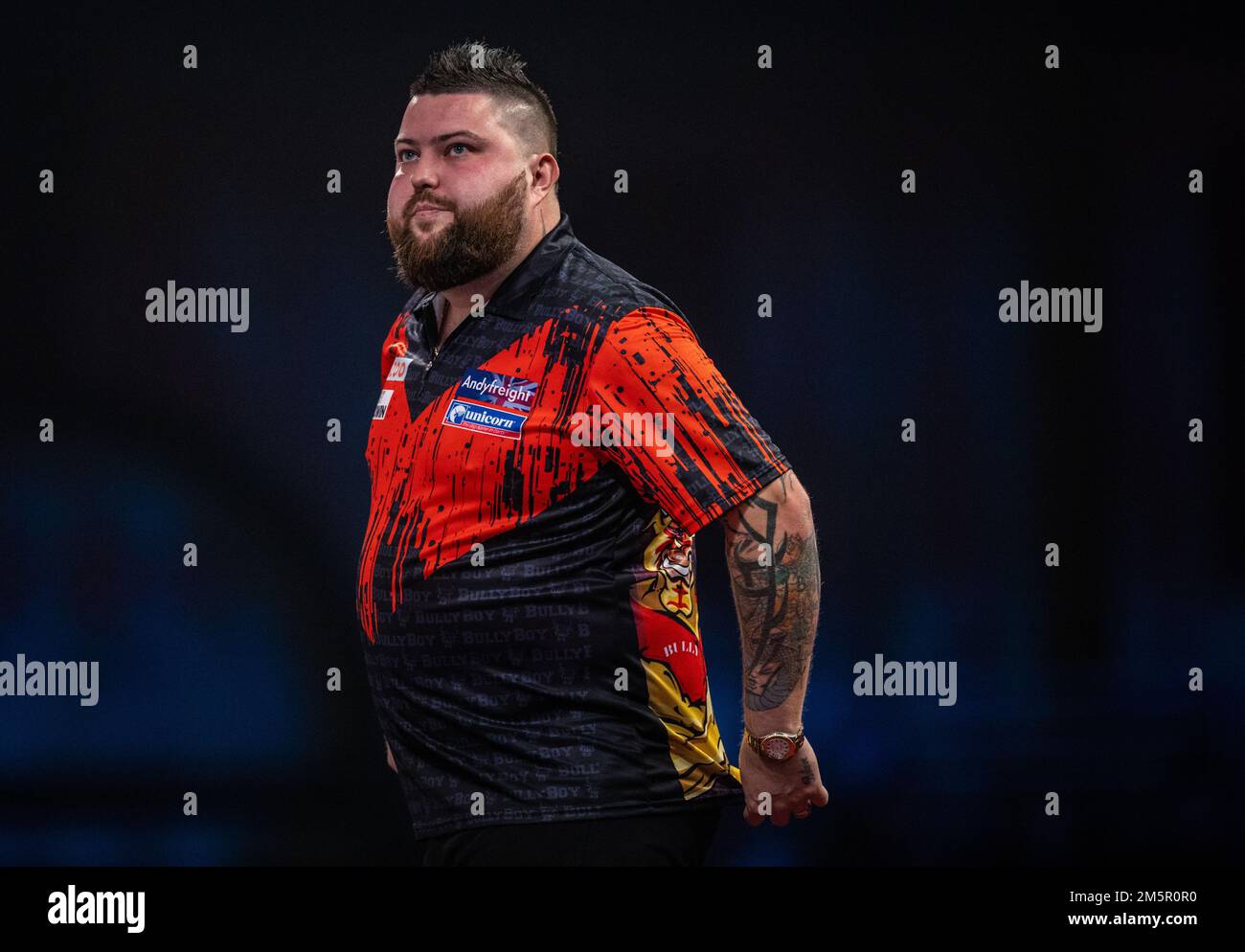 Michael Smith reacting during day thirteen of the Cazoo World Darts ... Michael Smith reacting during day thirteen of the Cazoo World Darts ...