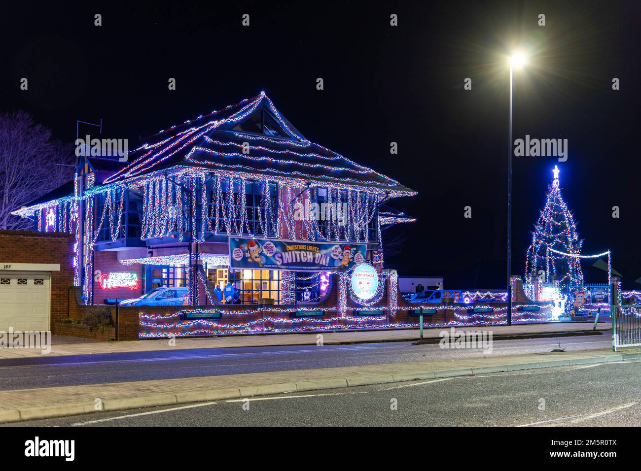The 'Daft As a Brush' cancer patient transport charity's building lit ...