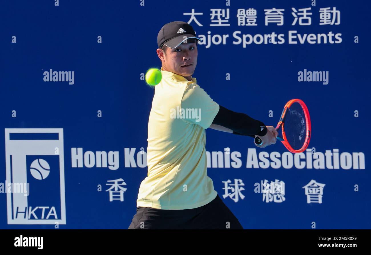 Wu Yibing in action against Hubert Hurkacz at Hong Kong International ...