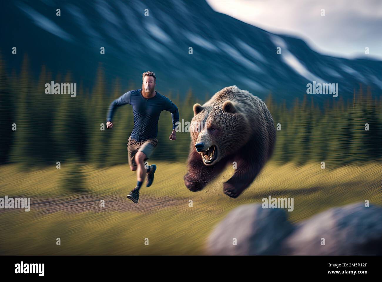 Man chased by bear hi-res stock photography and images - Alamy