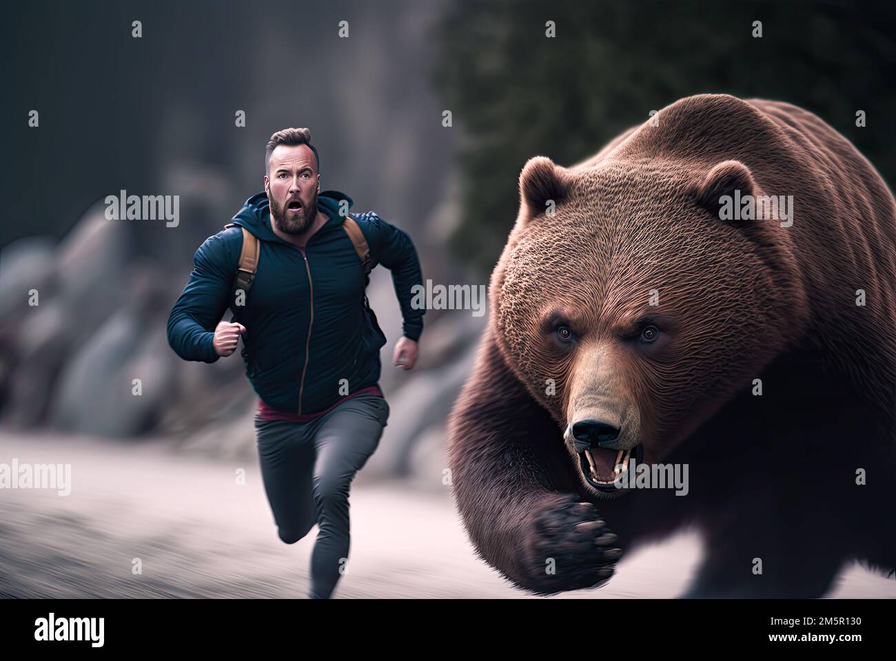 Man chased by bear hi-res stock photography and images - Alamy