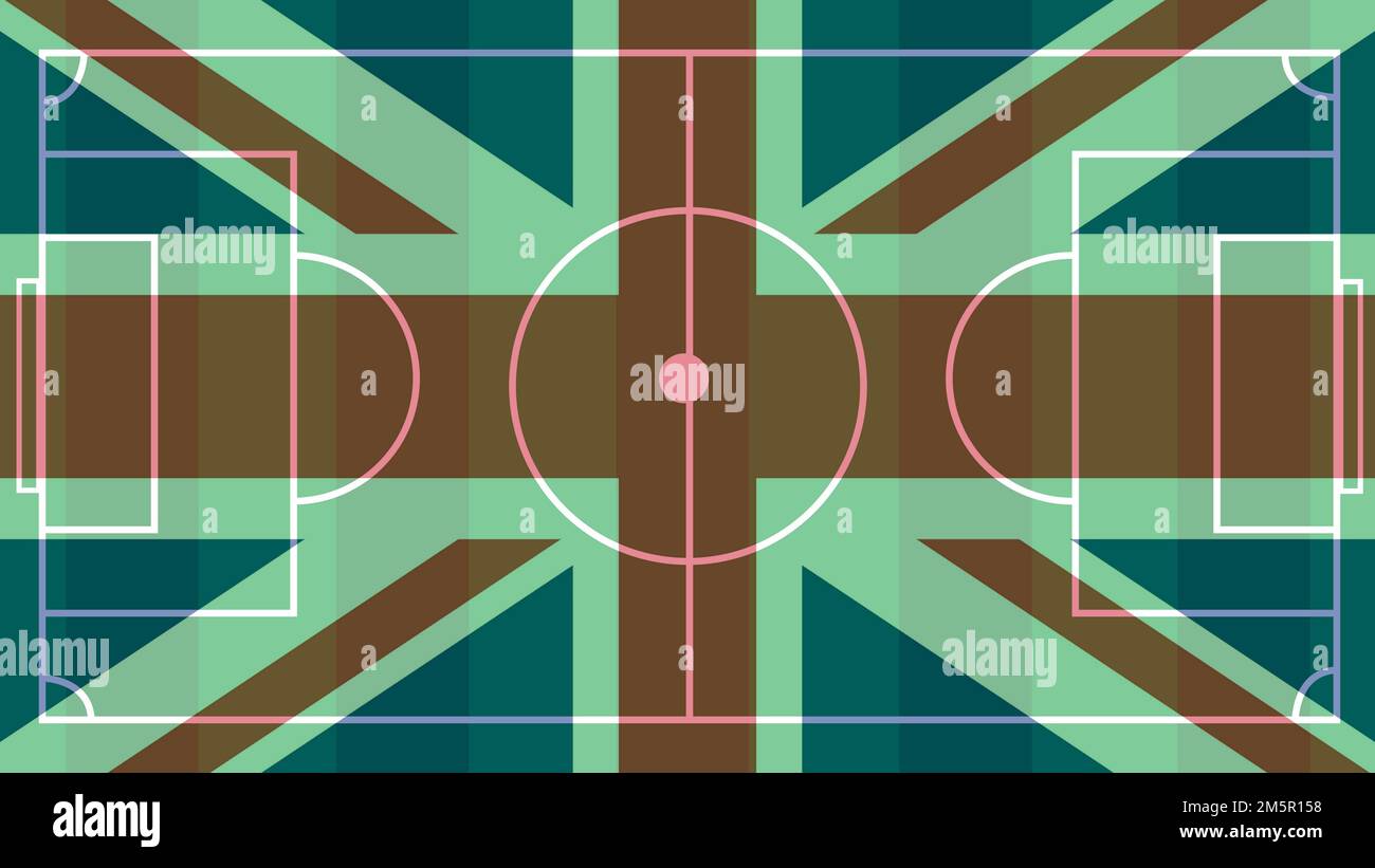 Football field with British Flag Stock Photo - Alamy