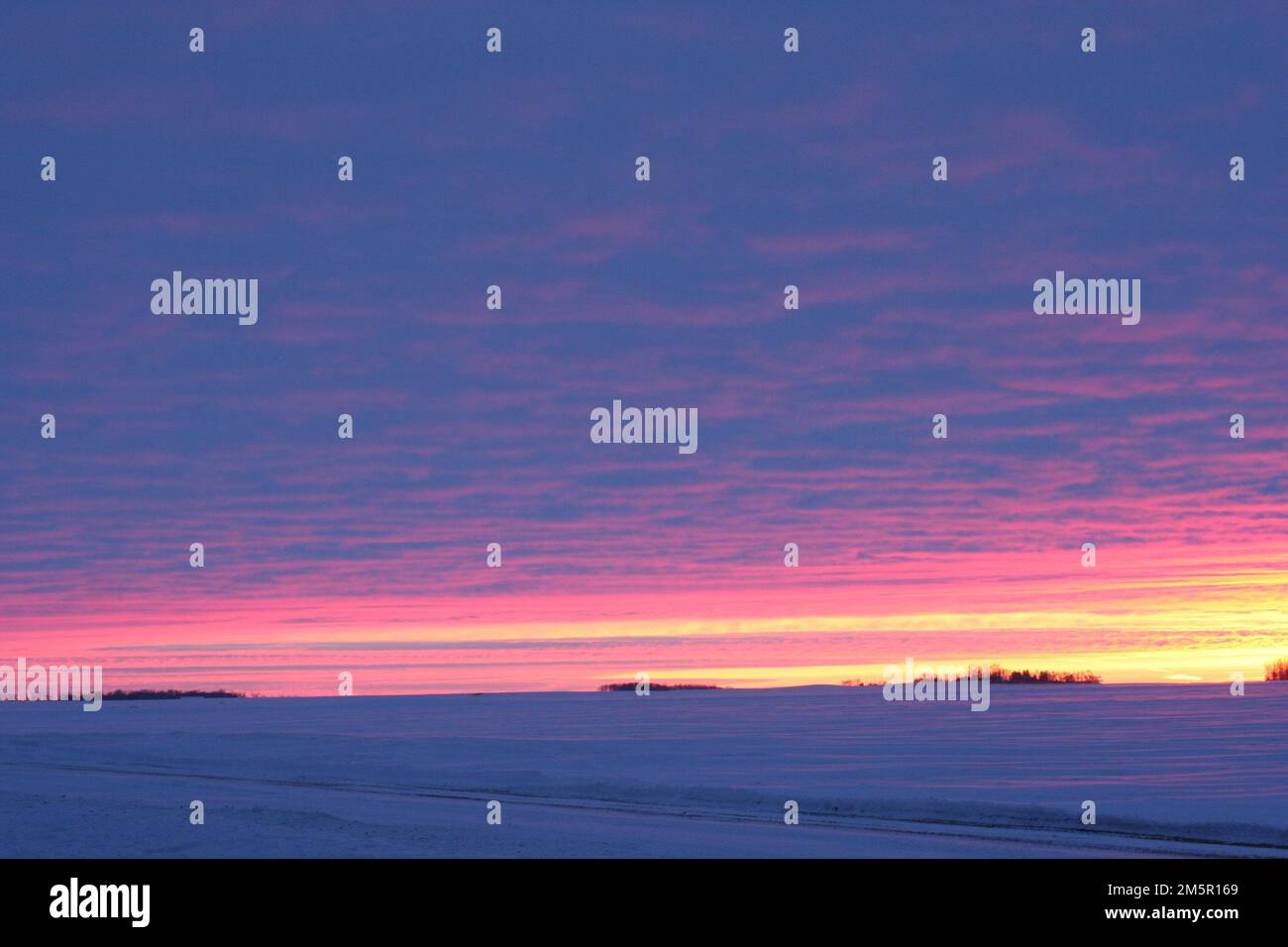 Beautiful morning sunrise in North Dakota. The landscape view is ...