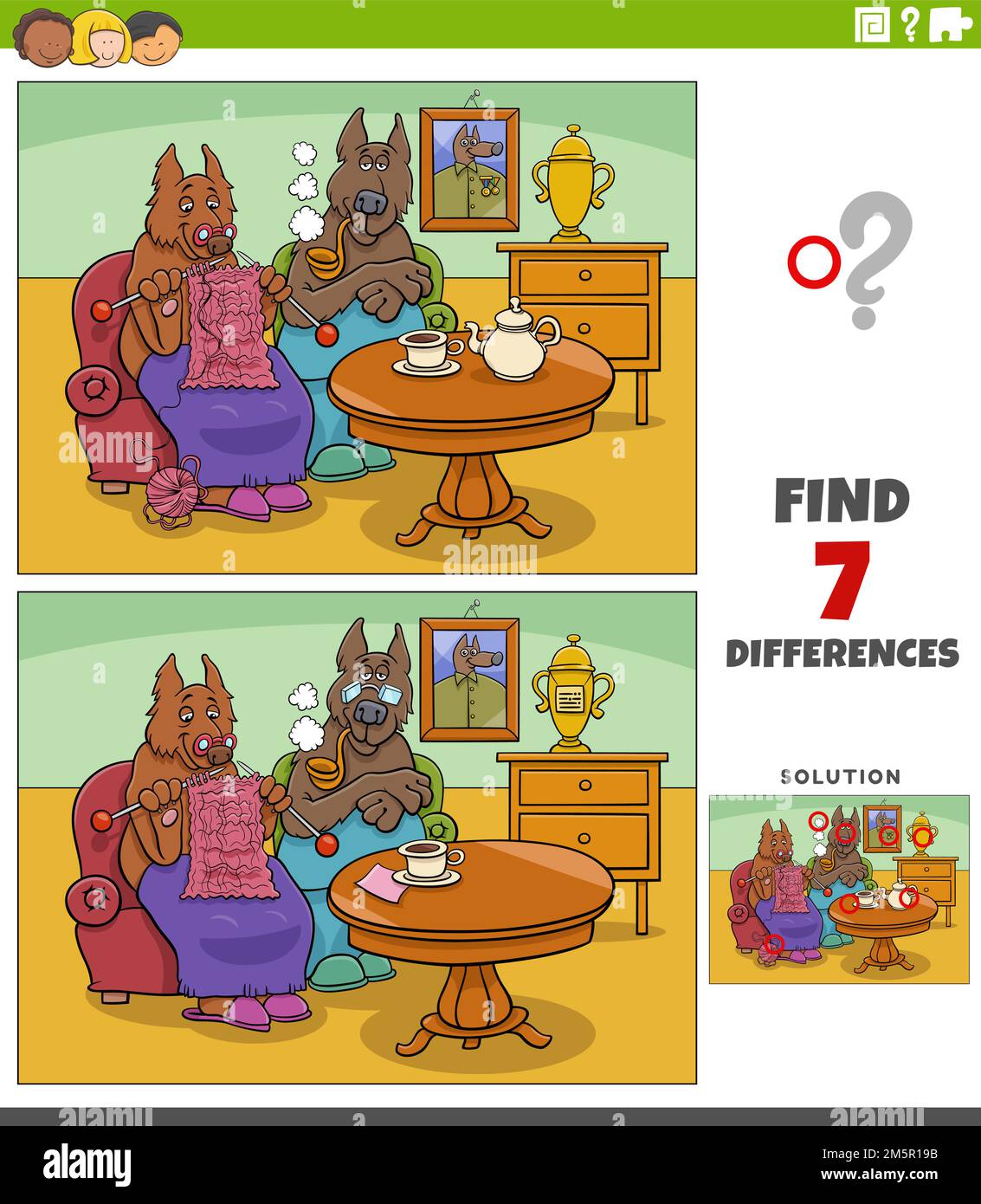 Cartoon illustration of finding the differences between pictures ...