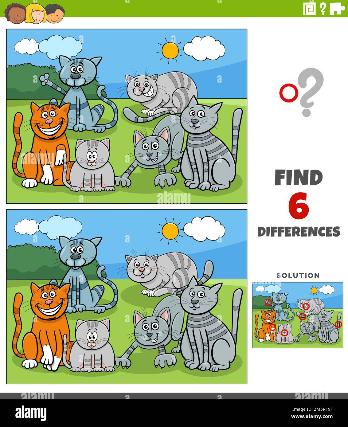 Cartoon illustration of finding the differences between pictures ...