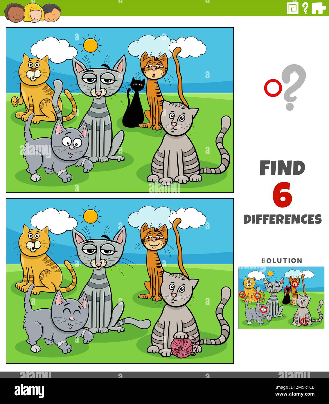 Cartoon illustration of finding the differences between pictures ...