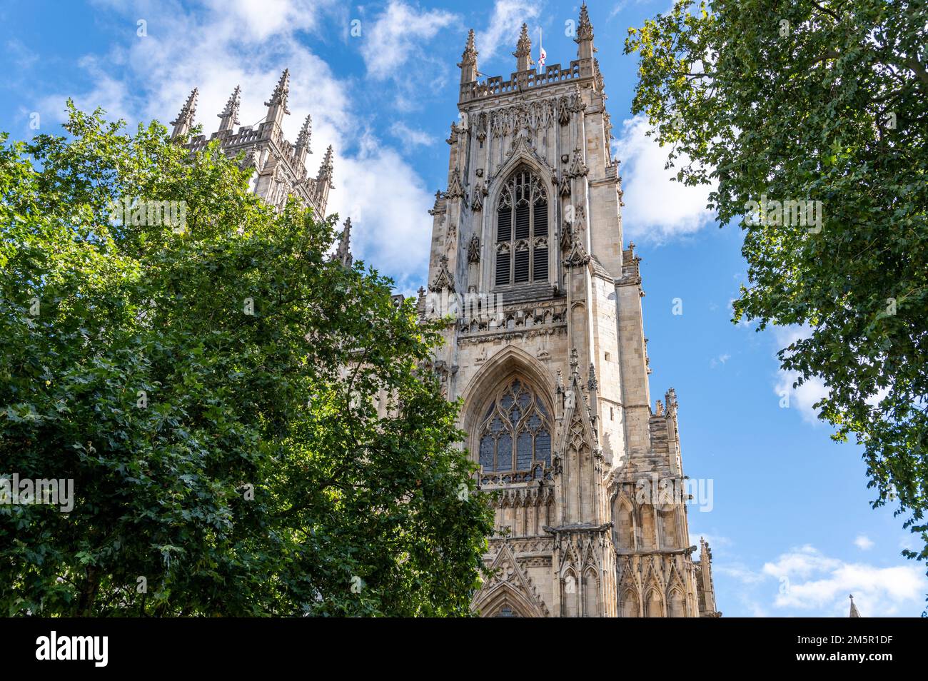 The twin functioning bell towers as part of the 13th-century Gothic ...