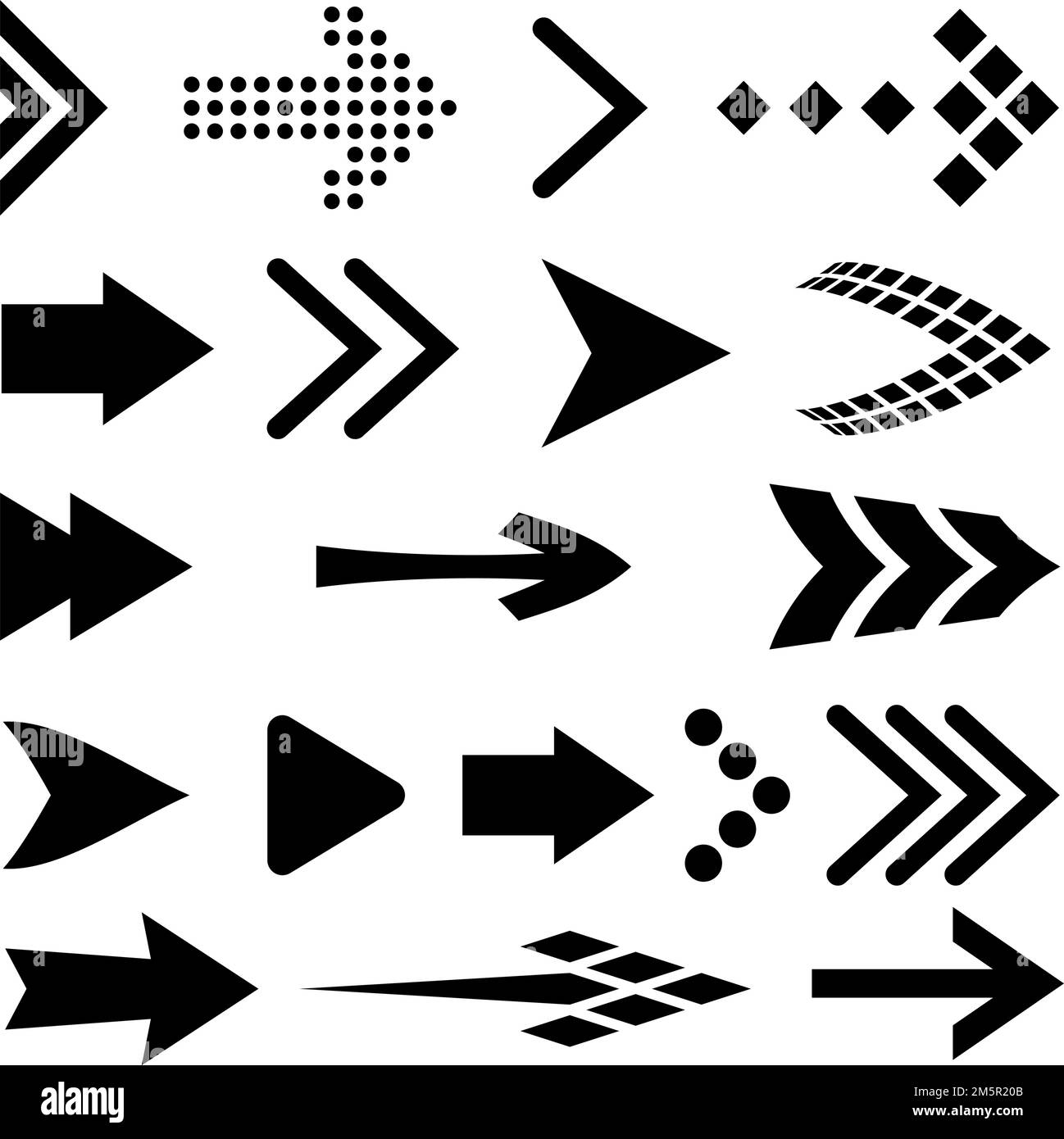 Icon Set of Flat Black Arrows. Isolated Arrow Icon Set Collection for ...