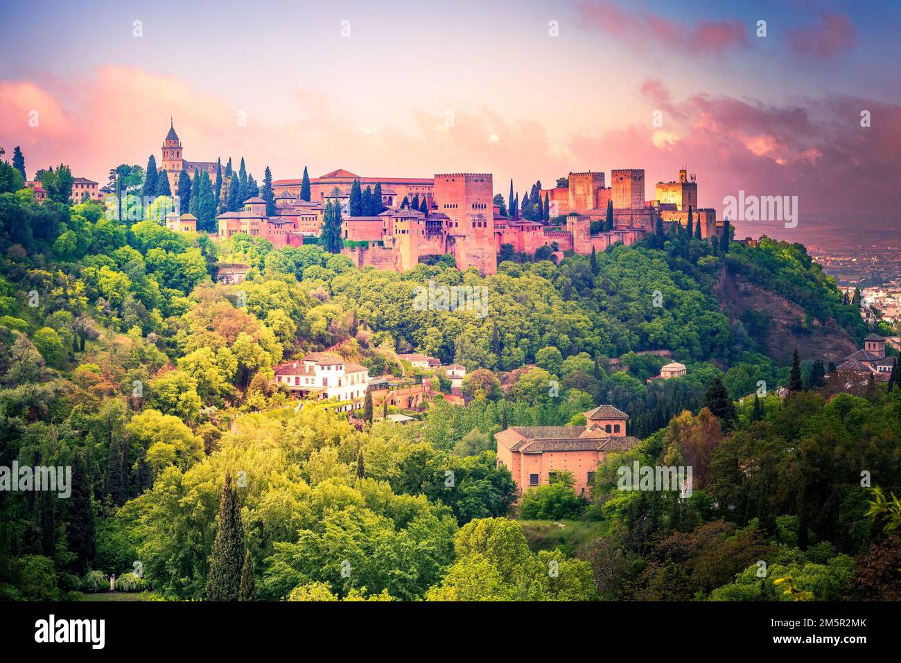 Granada, Spain. Amous Ancient arabic fortress Alhambra in beautiful ...