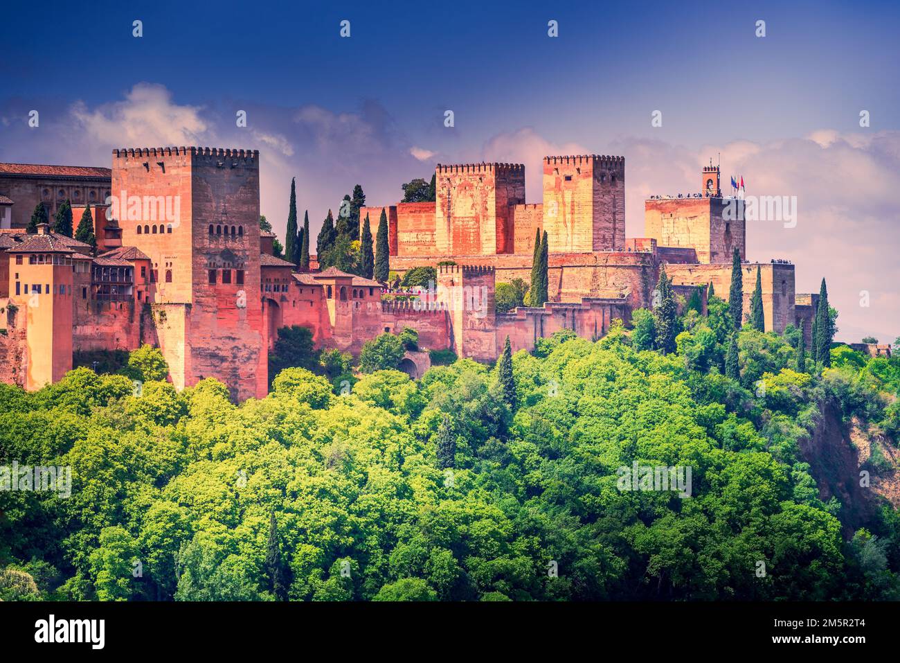 Granada, Spain. Amous Ancient arabic fortress Alhambra in beautiful ...